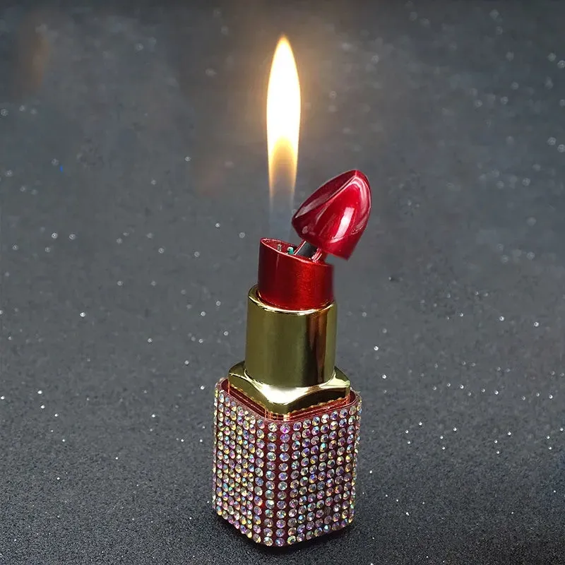 Pink Water Diamond Inflatable Lighter: Portable Luxury Diamond Lipstick ...