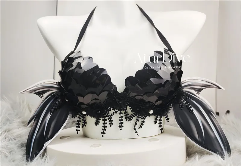 Custom Sequin micro bikini Wings with Large Cup and Mermaid Fish Tail ...