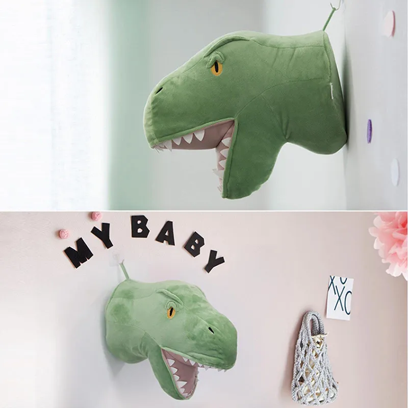 3D Plush Dinosaur Head Wall Decor for Kids' Rooms - Realistic Stuffed ...