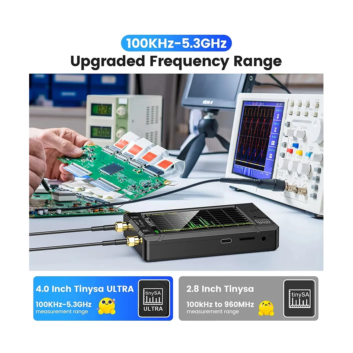 Tinysa Ultra Handheld 4-Inch waveform analyzer with SA Frequency ...