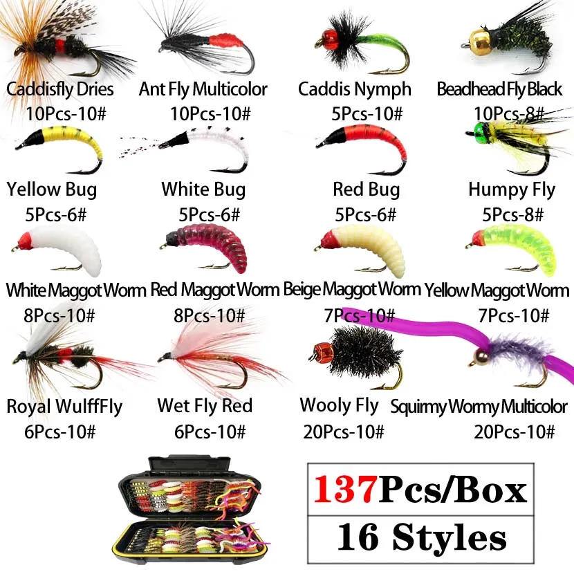 40/Wet Dry Nymph Fishing Flies Kit for Trout Pike Grayling ...