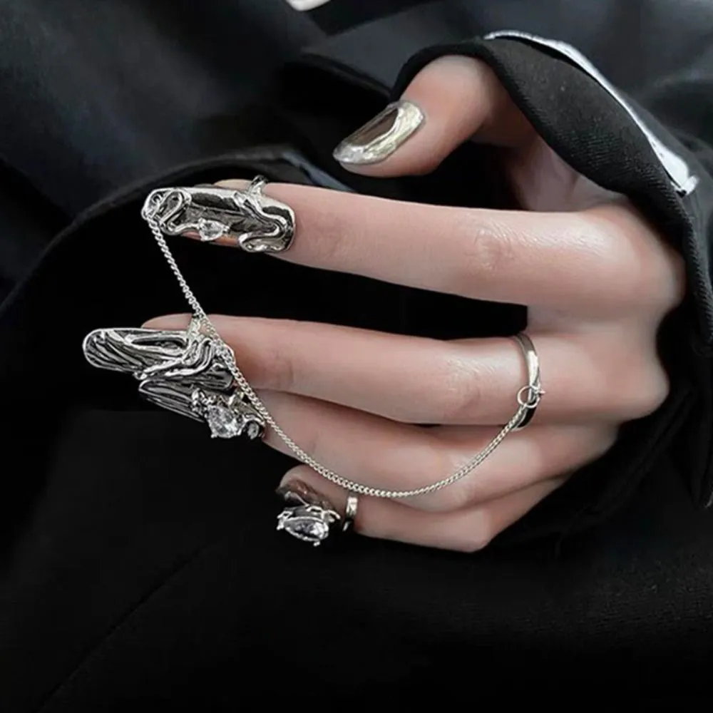 Korean Style Fingertip Ring Irregular Metal Silver Color Finger Ring ...