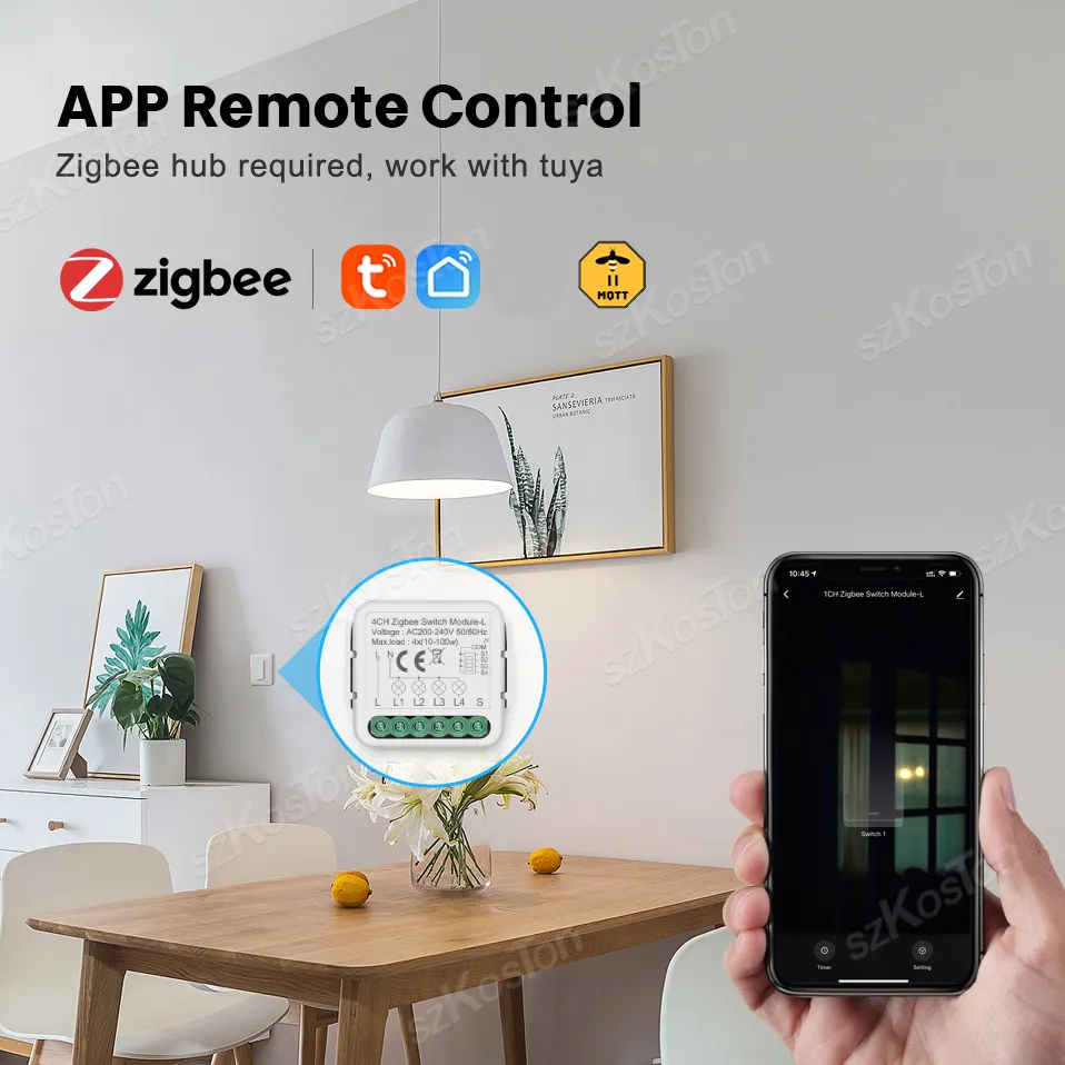Tuya Smart Bulb And Zigbee Mini Switch Module No Neutral Wire 2 Way Control 1 2 3 4 Gang Alexa
