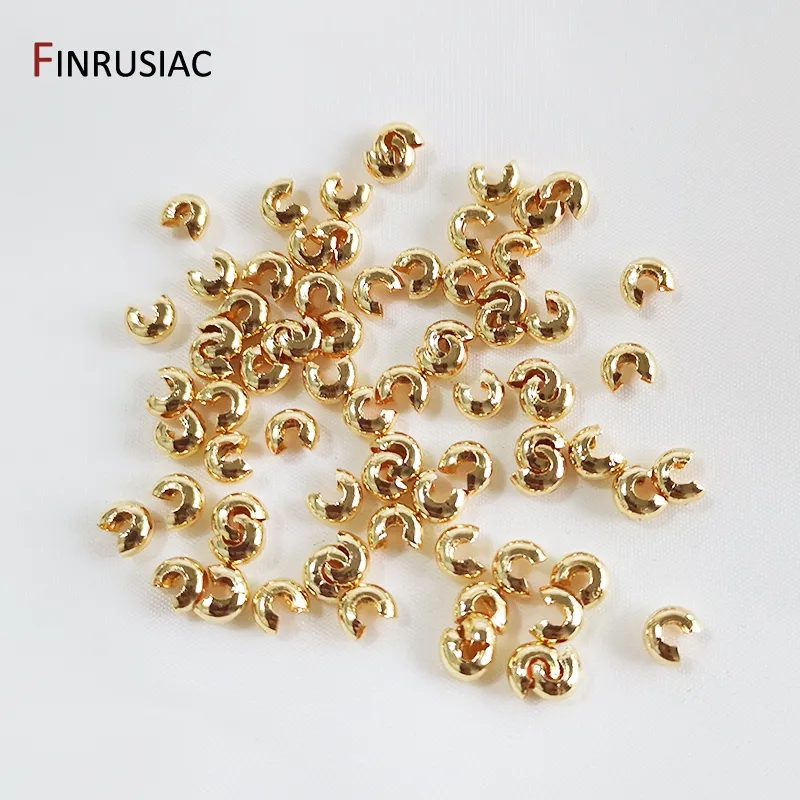 18k Gold Plated Crimp Beads for Jewelry Making, 3/4/5mm Open Crimp End ...