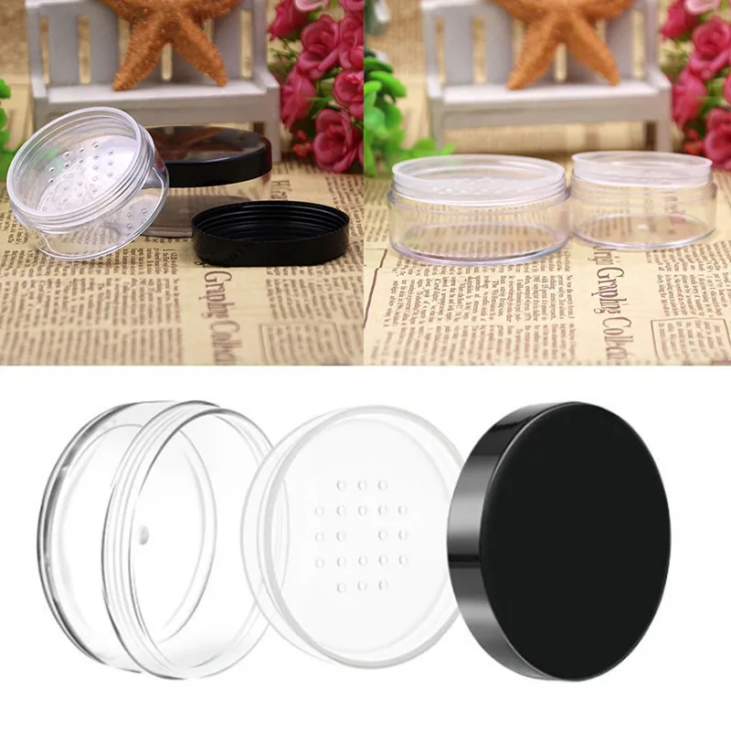 Sleek Matte Black Plastic Powder Jar with Sifter - 30g/50g Empty Makeup ...