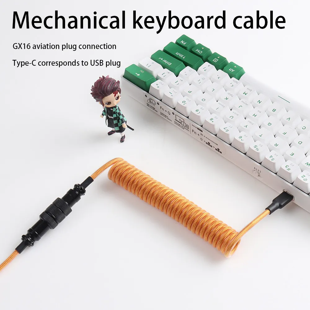 DHgate.com:LANO Coiled Aviator Cable: Stylish Spiral USB-C Keyboard ...
