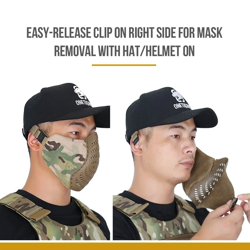 ONETIGRIS Tactical Airsoft Mask With Plastics Net Mesh For Ears ...