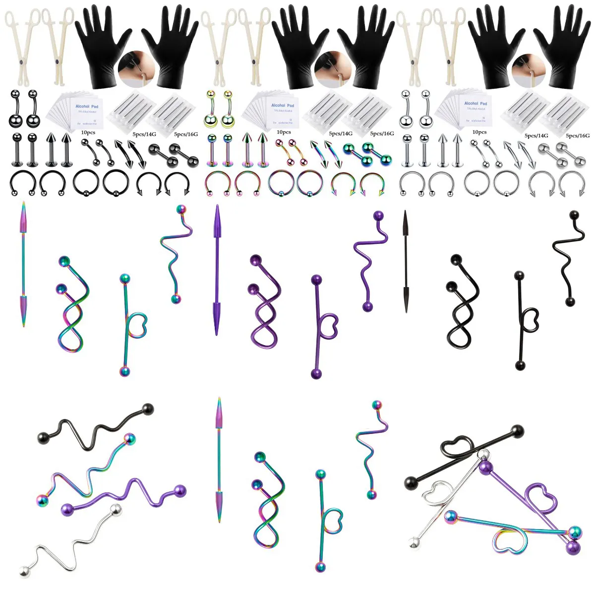 Complete Body puncture fix kit with Needle Bag, Ear Screen, Nipple ...