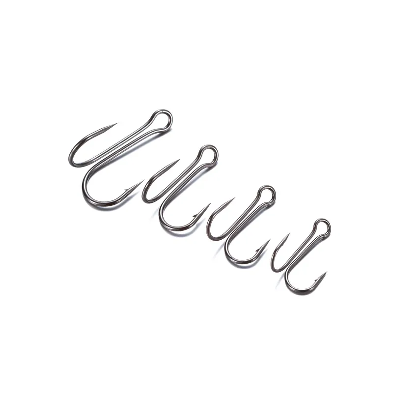 Barbed Duple Double Fishing Hooks: Sharp Black Nickel Hooks for Bass ...