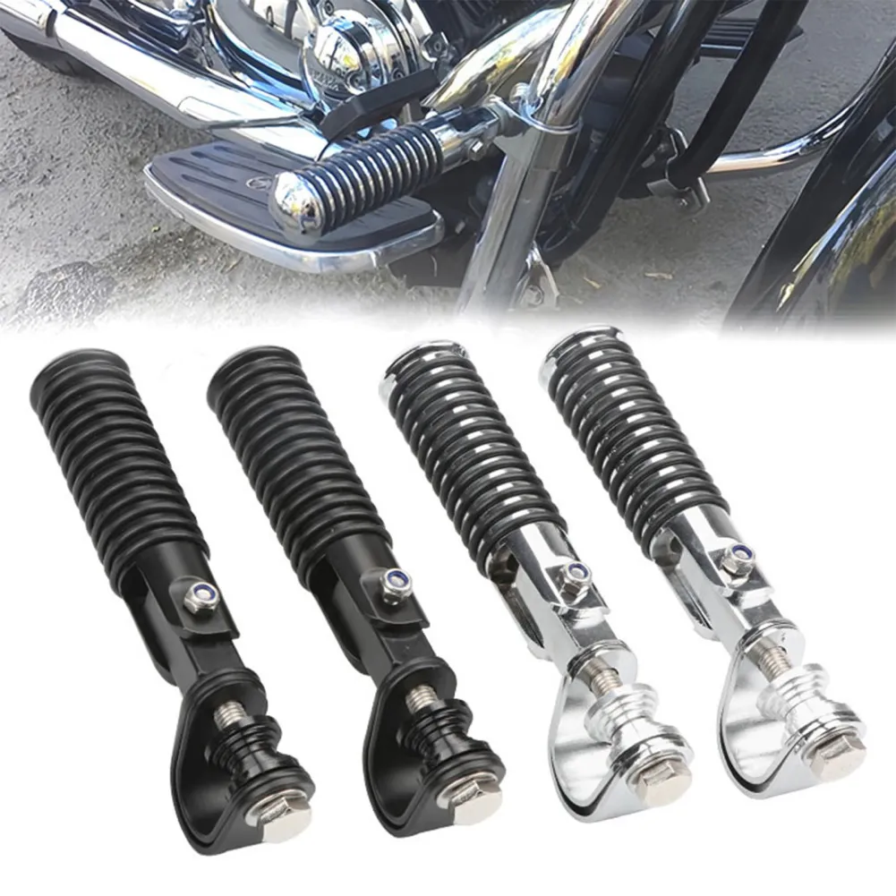U-Clamp Motorcycle Foot Pegs - Aluminum Alloy Foldable Footpegs for 1 ...