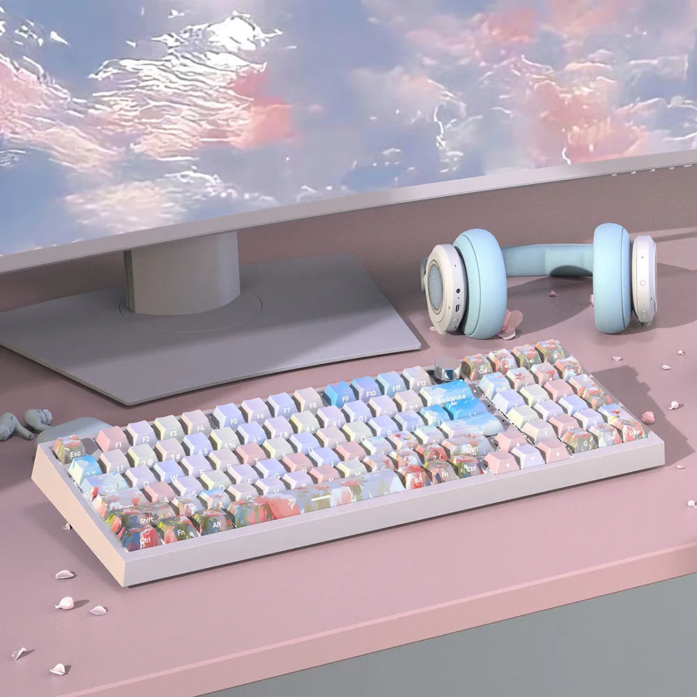 Custom Keycaps: 134 Key PBT Colorful Rose Keycap Set Dye Sub Backlit ...
