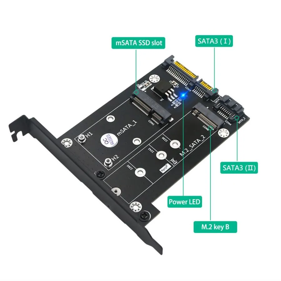 MSATA / M.2 SSD To Dual SATA3 Converter Adapter Card 2 In 1 W/ Full ...