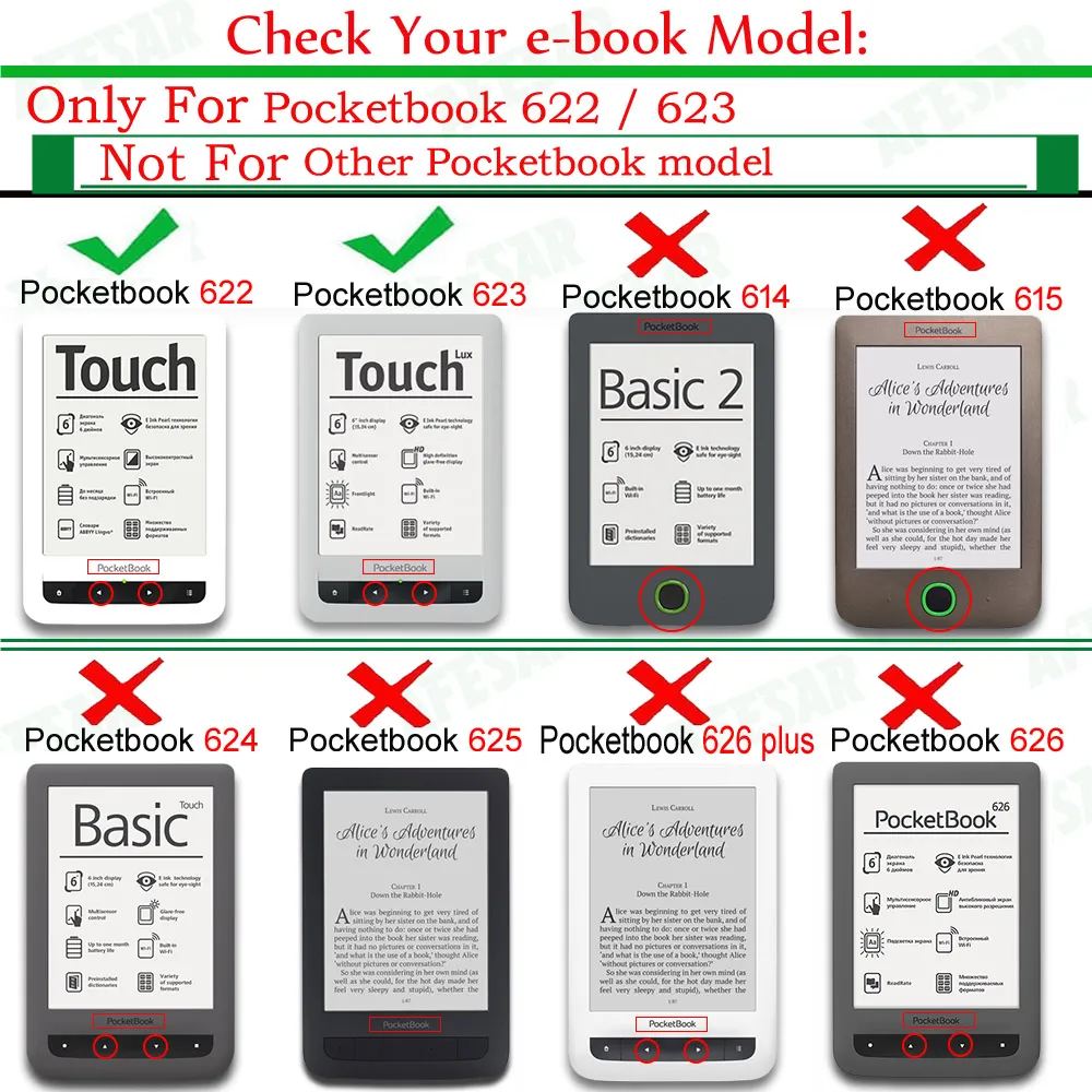 For PocketBook Touch 622 eReader Case and Pocketbook Touch Lux 623 ...