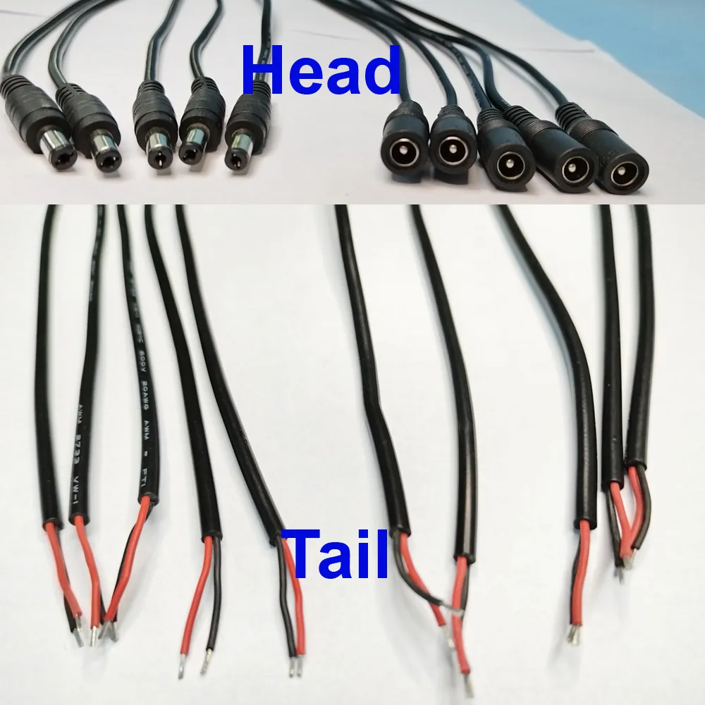 DC 12V Connector 5.5x2.1mm Male and Female DC Power Socket Jack Cable ...