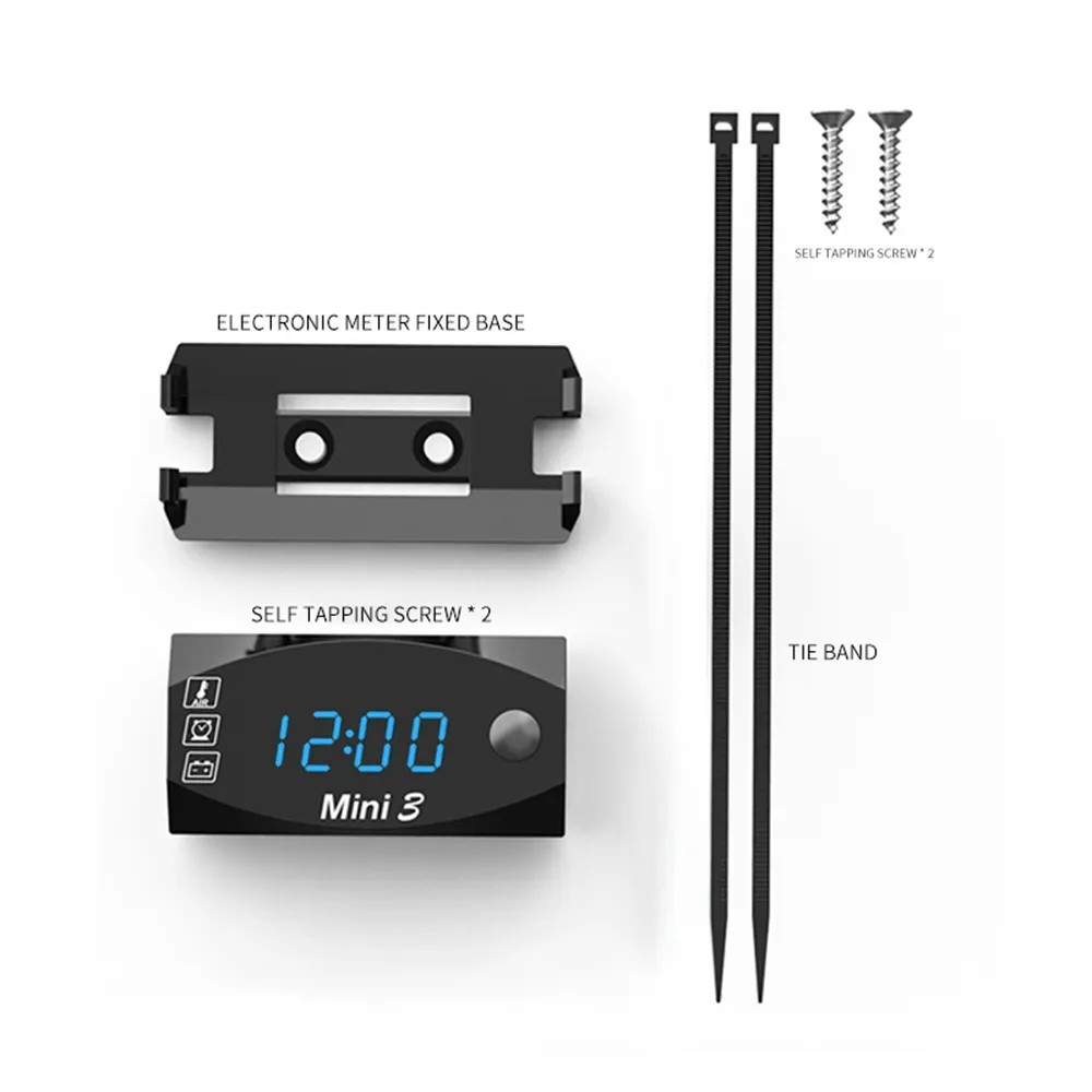 3 In 1 Digital Time Clock Thermometer Voltmeter DC 6V-30V LED Display ...
