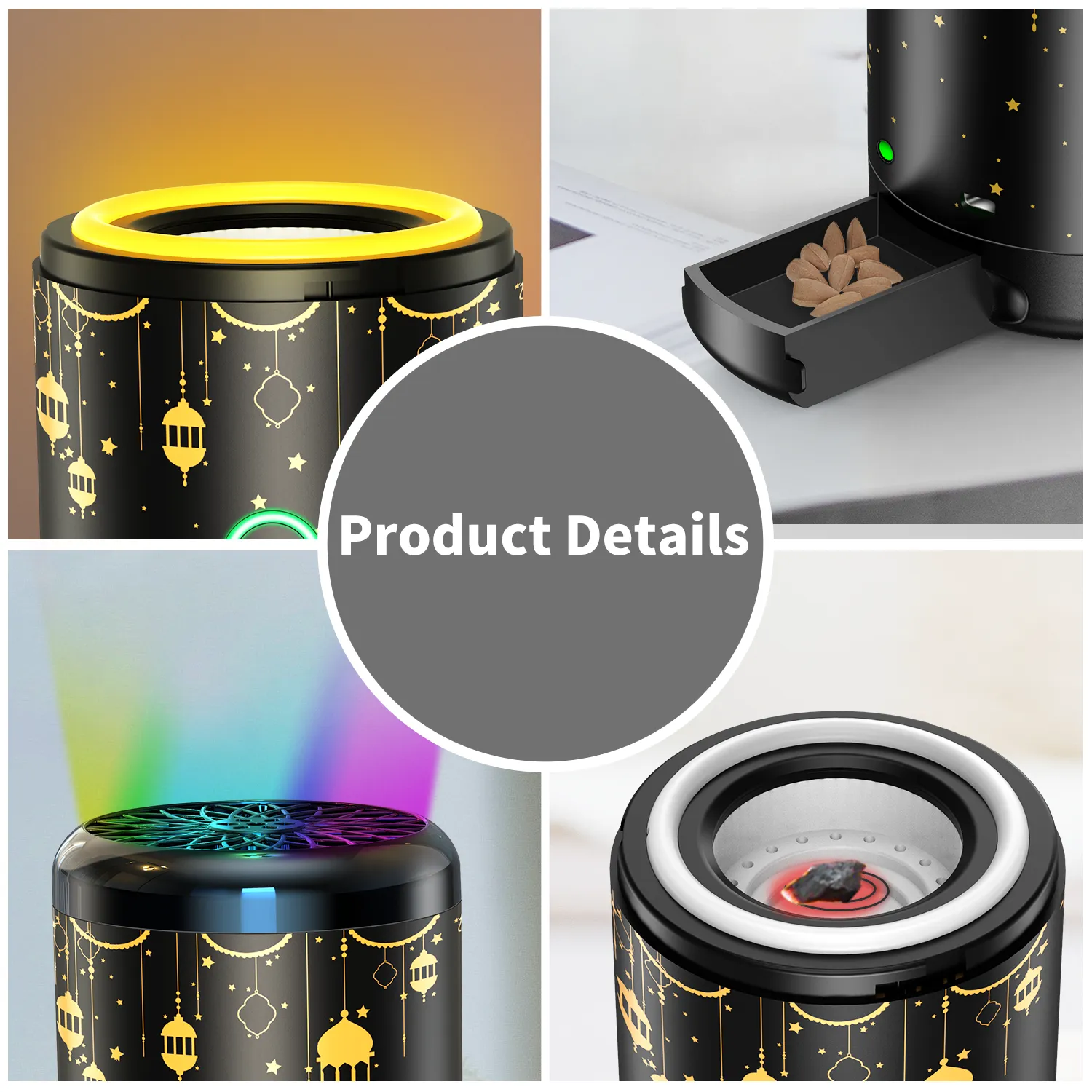 Electric Incense Burner for Car & Home: Arabic Ramadan Gift with Lights ...