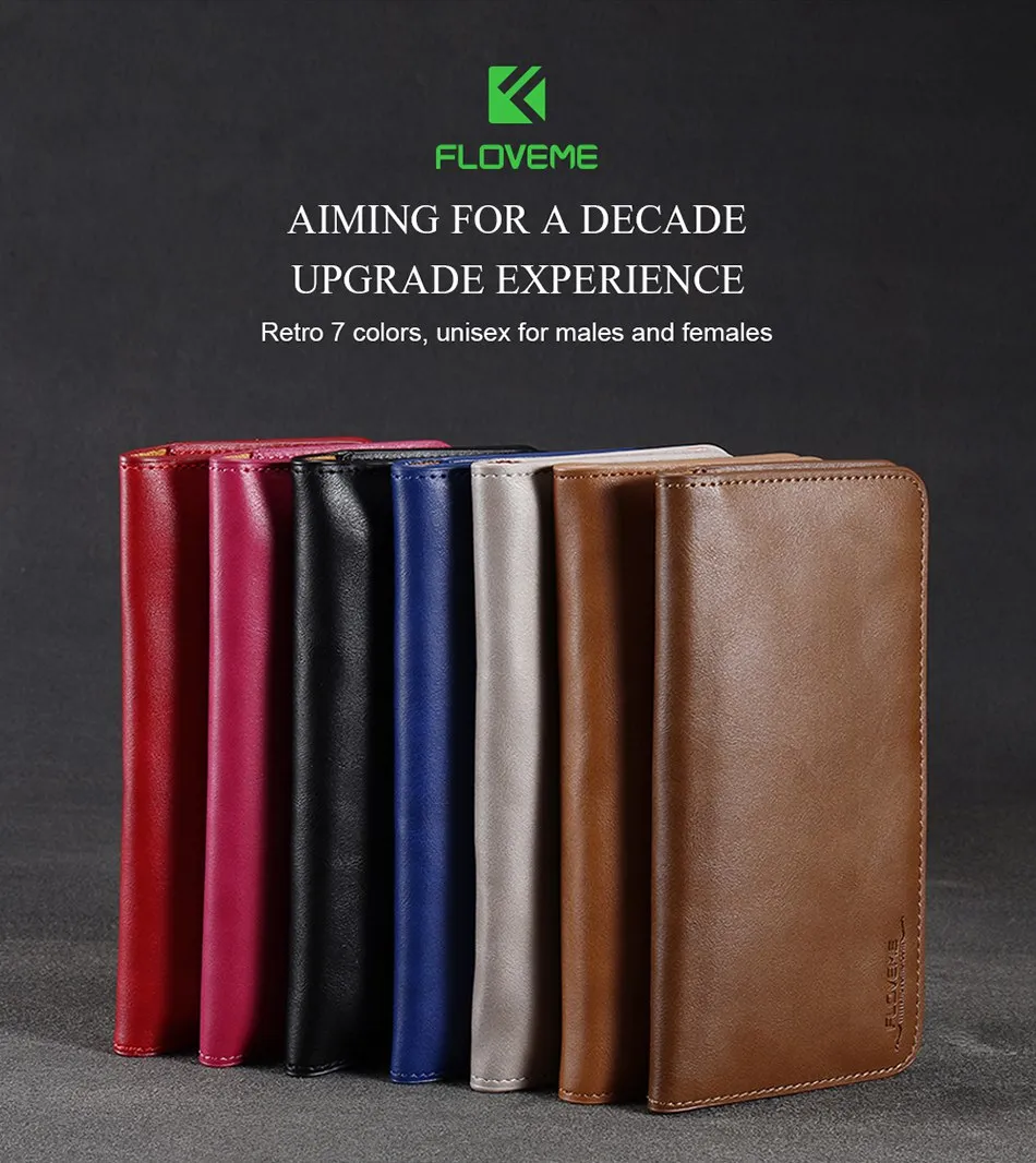 DHgate.com:FLOVEME Leather Wallet Case for iPhone SE 2020/8/7/6/6s ...