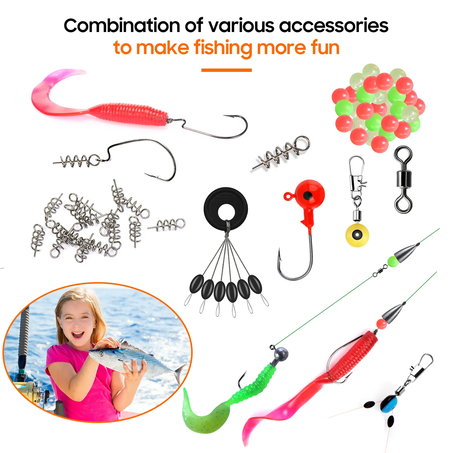 Fishing Kit: Hooks, Beads, Swivels, Weights, Tackle Box - Complete ...