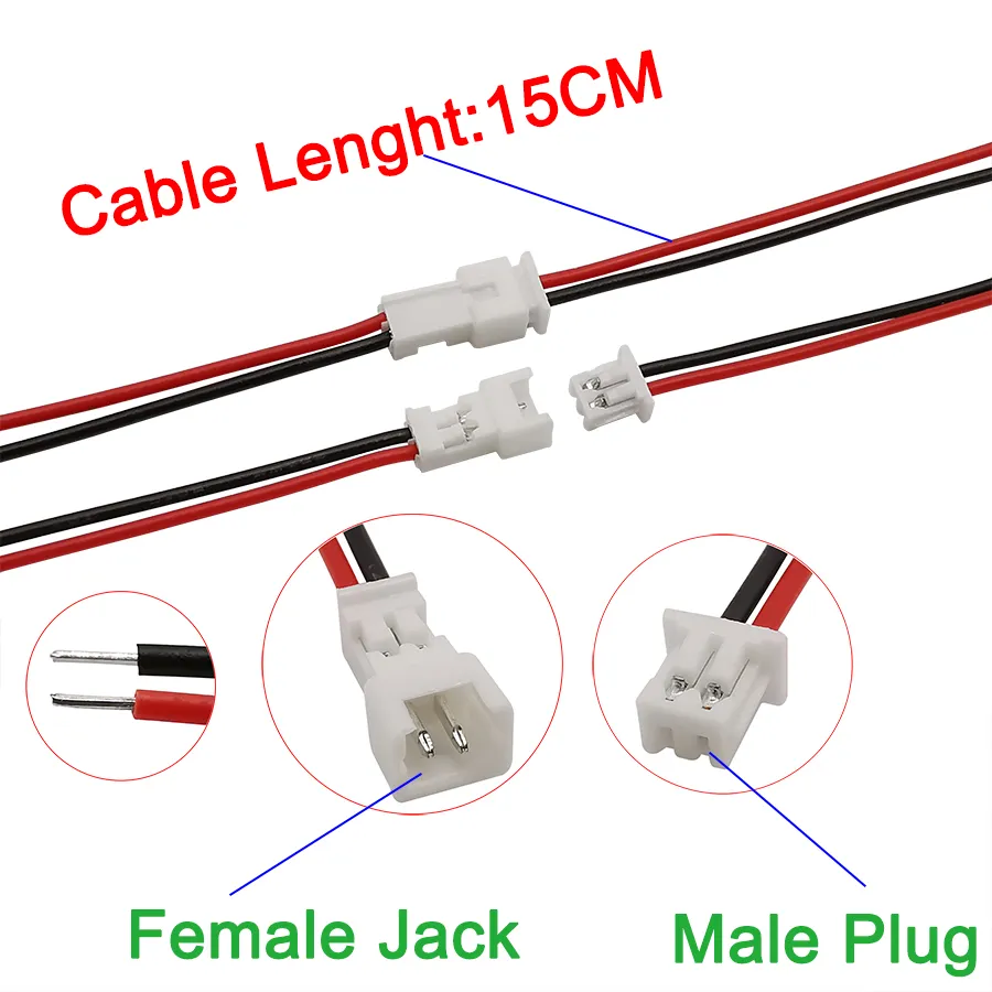 DHgate.com:25mm Pitch Micro JST 1.25mm Male Female Wire Cable Connector, 2/3/4/5/6 Pin JST Plug ...