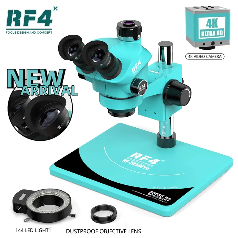 RF7050PRO Trinocular Stereo Microscope 6 Gears Knob Lock 7-50X 4K HDMI ...