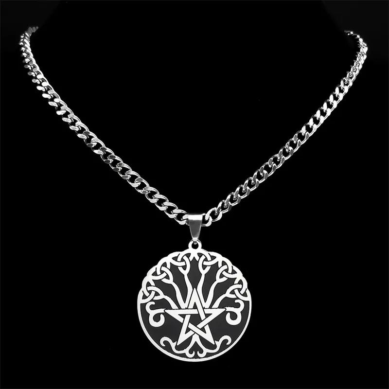 Silver Triquetra Celtic Knot Tree of Life necklace...