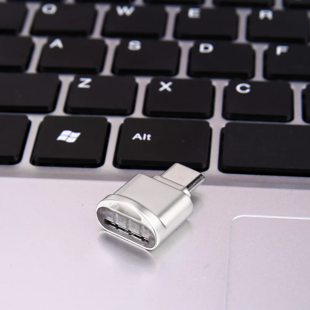 Aluminum Alloy Type-C Memory Card Reader Adapter for Laptops and Phones, Portable USB 3.1 Micro ...