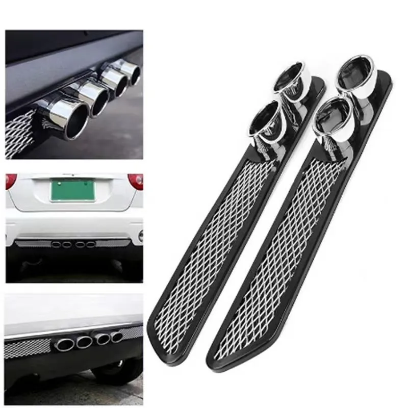 Universal Chrome Car Vent Outlet Fake Exhaust Pipe Tail Throat Trim ...