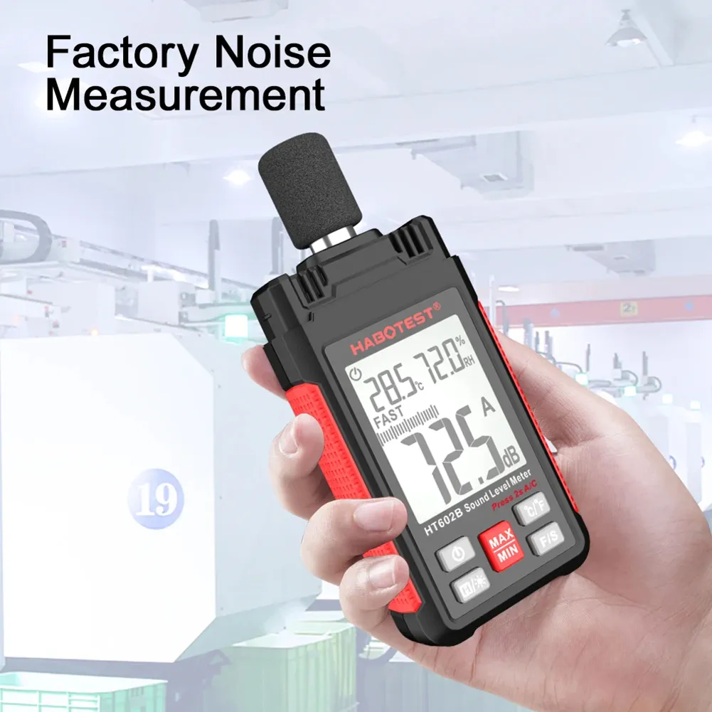 HT602 Digital Sound Level Meter: Backlit LCD Display, Fast/Slow Modes ...