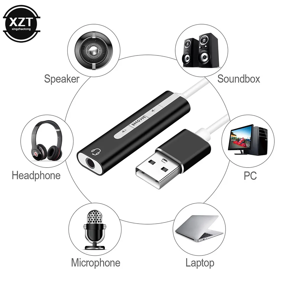 DHgate.com:2-in-1 USB External Sound Card with USB-C and 3.5mm Jack for ...