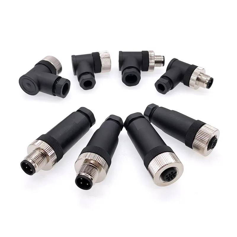 M12 Sensor Connector Kit: 4 & 5-Pin Waterproof Male & Female Plugs ...