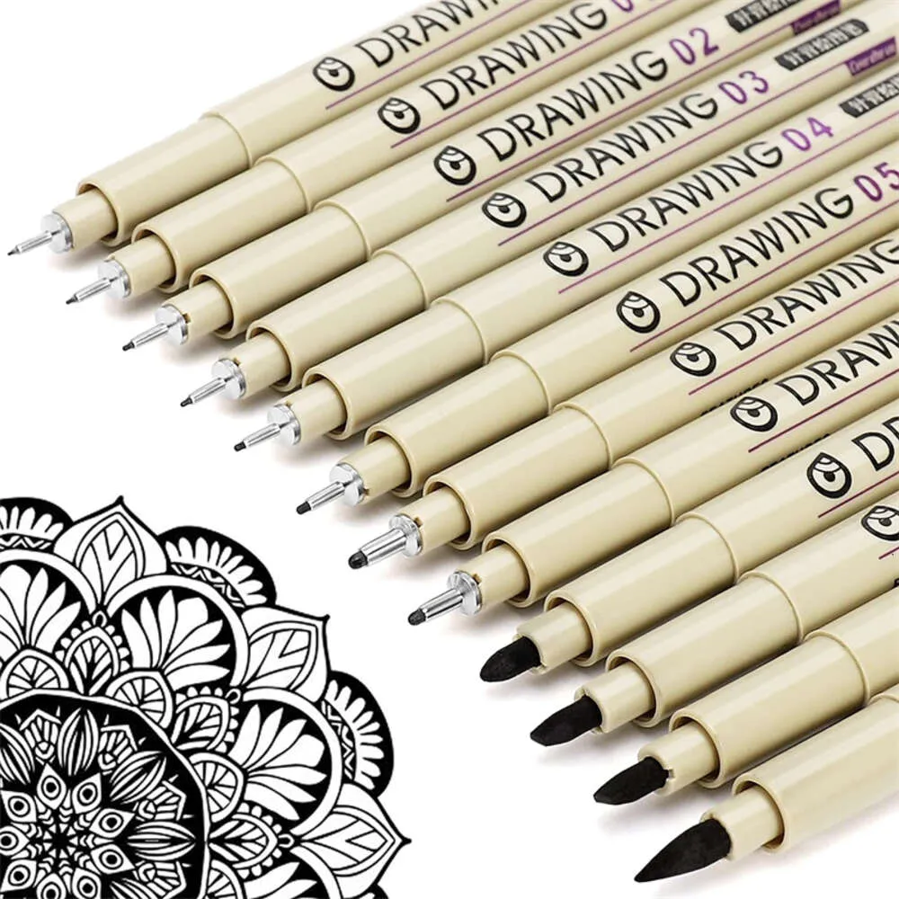 Fineliner Drawing Pens 12 6 Black Fine Line Waterproof Ink Set For Artists Archival Inking Markers Sketching Illustration From Elegantenvy 6.5 DHgate.Com