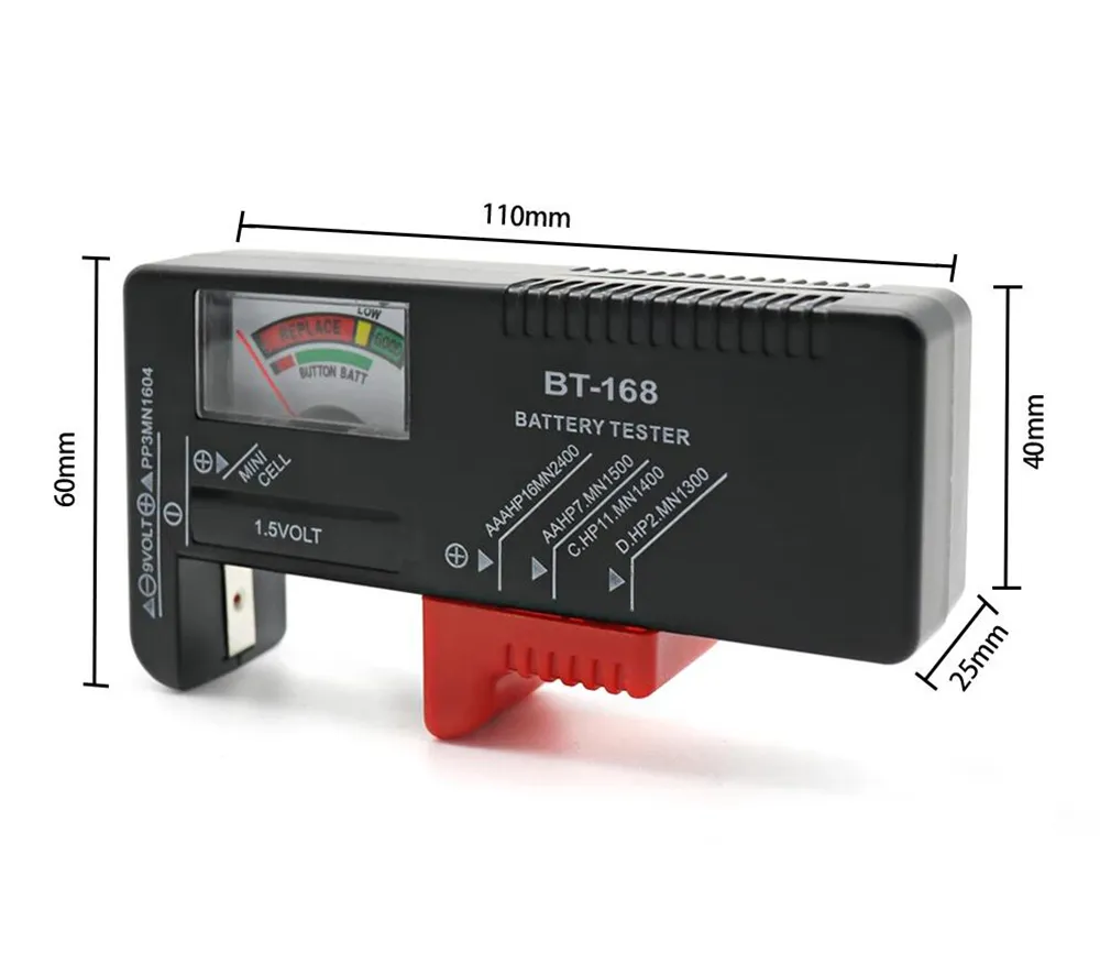 Universal Battery Tester - AA AAA C D 9V 1.5V Button Cell Checker ...