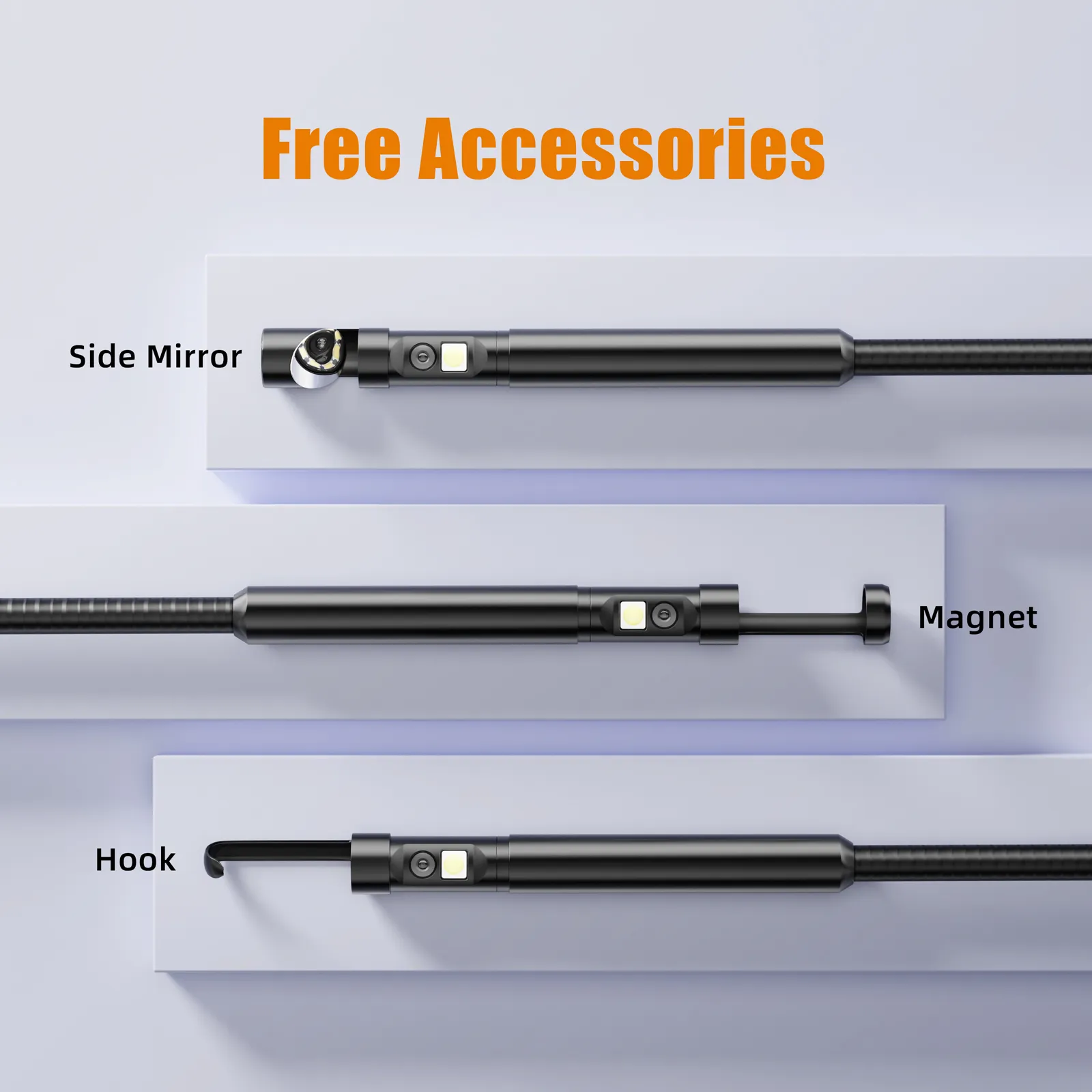 ENWOR 4.3 1080P HD Dual Camera Endoscope 360° Auto Rotate Snake Tube ...