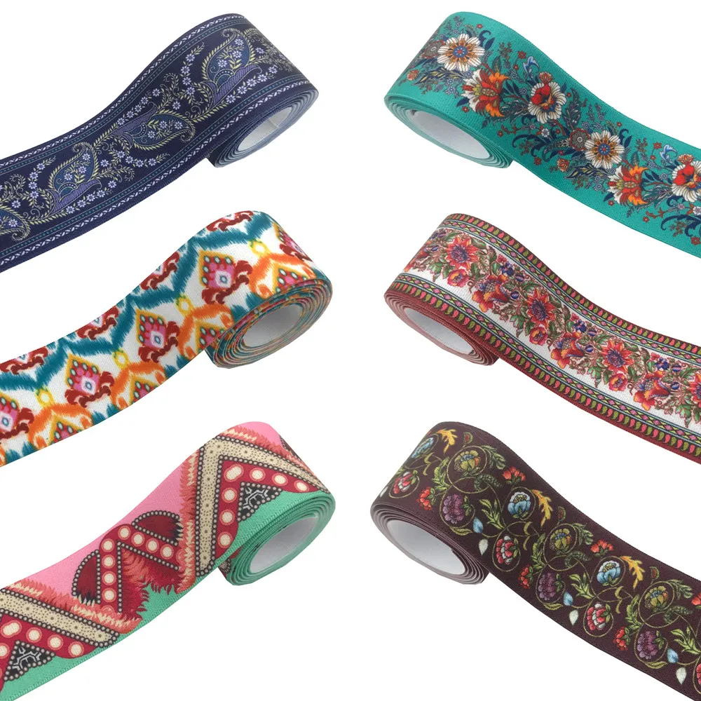Elastic Clothing Band Flowers Print Garment Waist Elastic Webbing ...