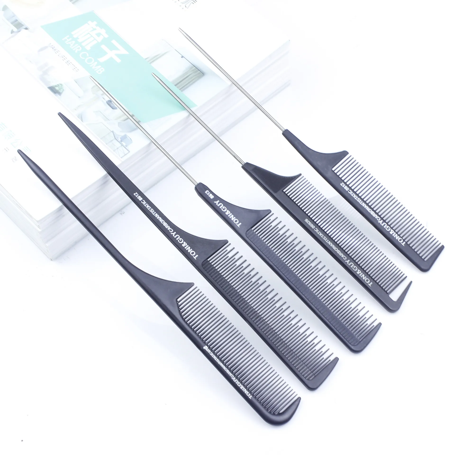 Metal Hair Combs: Fine-Tooth Anti-Static Rat Tail Comb, Stainless Steel ...