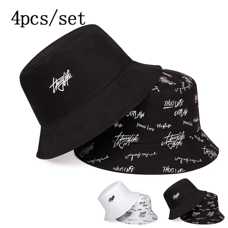 Double Sided Bucket Hats - Unisex Embroidery Fishermen Caps Sunshade ...