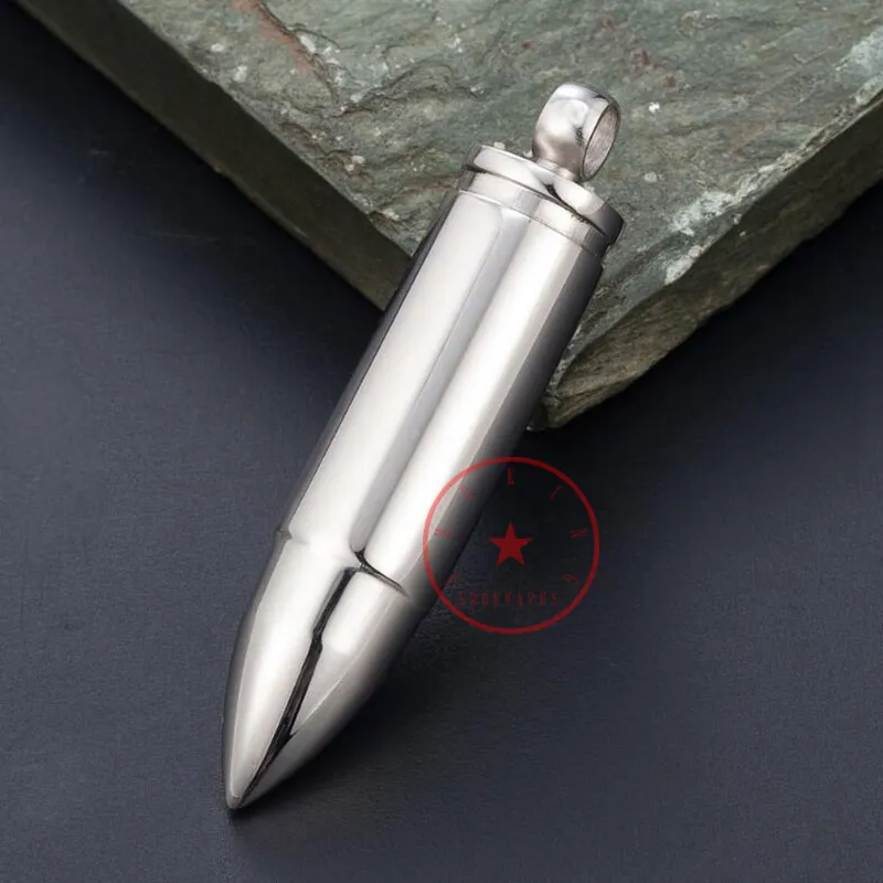 Stainless Steel Smoking Bullet Necklace Pendant Portable Herb Tobacco ...