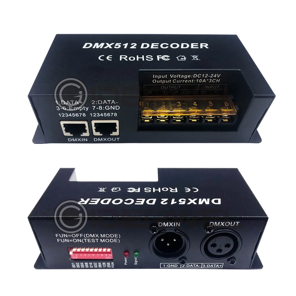 3 Channel Constant Voltage LED Controller DMX512 Decoder, 30A, DC12 24V ...
