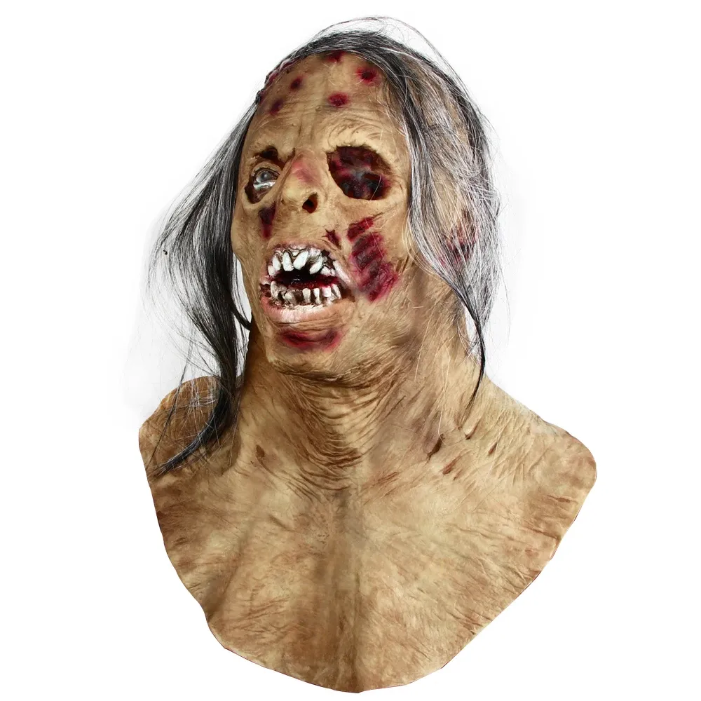 Full Face Rotting Zombie Latex Mask - Halloween Cosplay Costume Prop ...