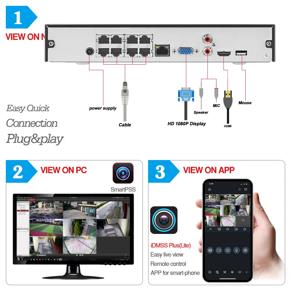 Dahua 8CH POE NVR CCTV Kit: 6MP Dome IP Cameras, HD Security System w ...