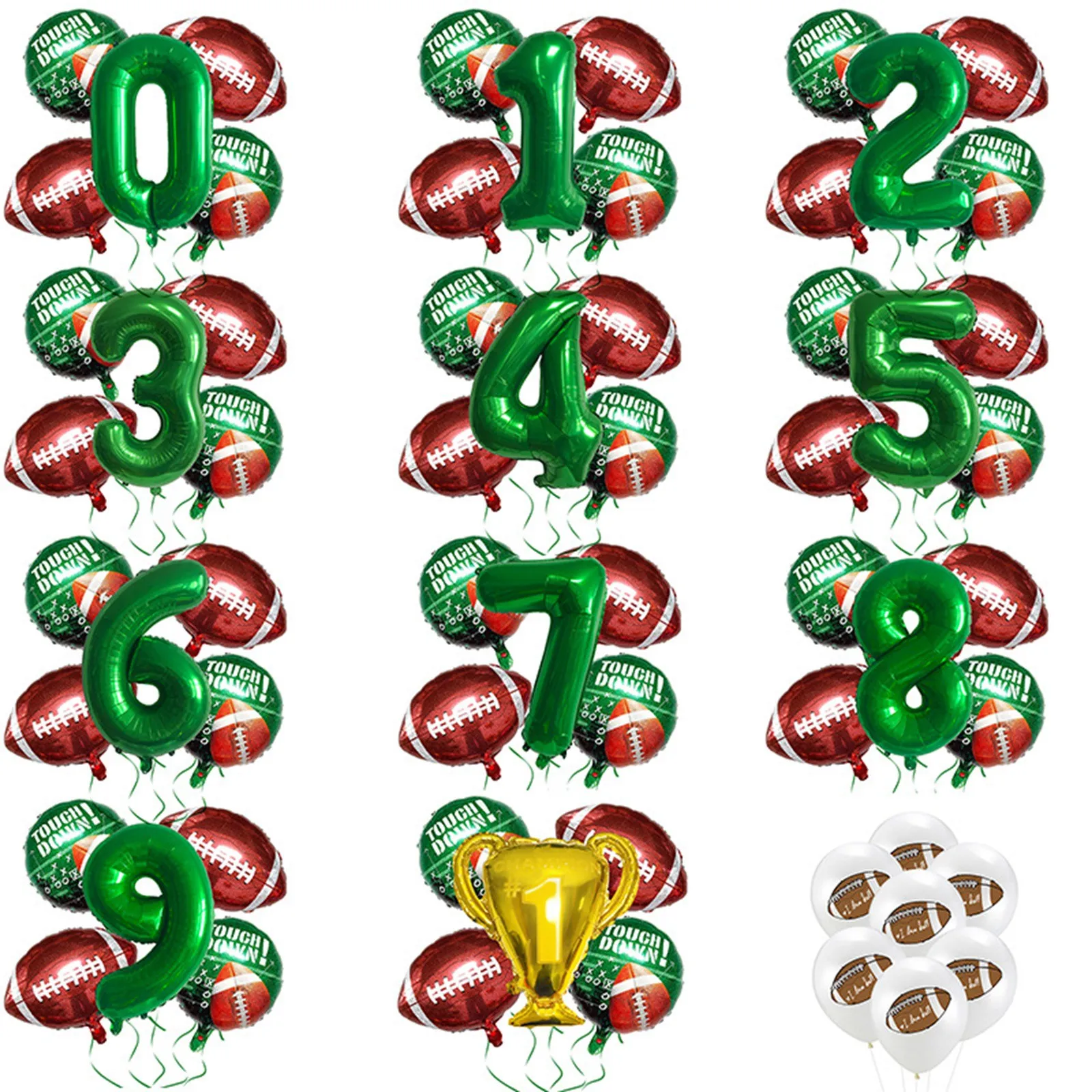 5 Pack Rugby Foil Balloons - Helium Mylar Football Field Balloons for ...