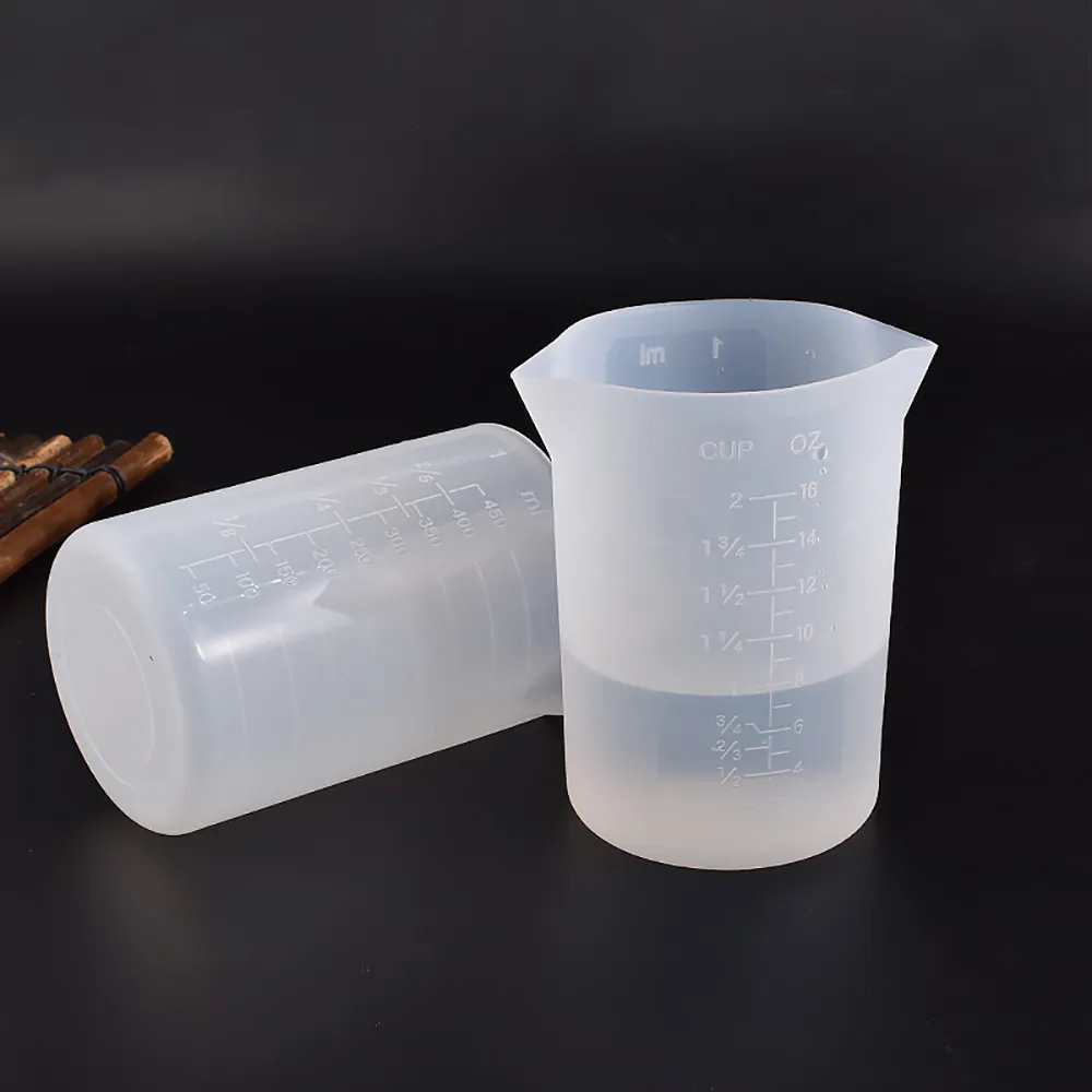 Silicone Measuring Cups with Scale 350ml, 450ml - Clear DIY Epoxy Resin ...