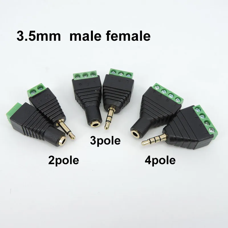 H2 3.5mm 2/3/4-Pole Male to Female Stereo Audio Video Terminal Block ...