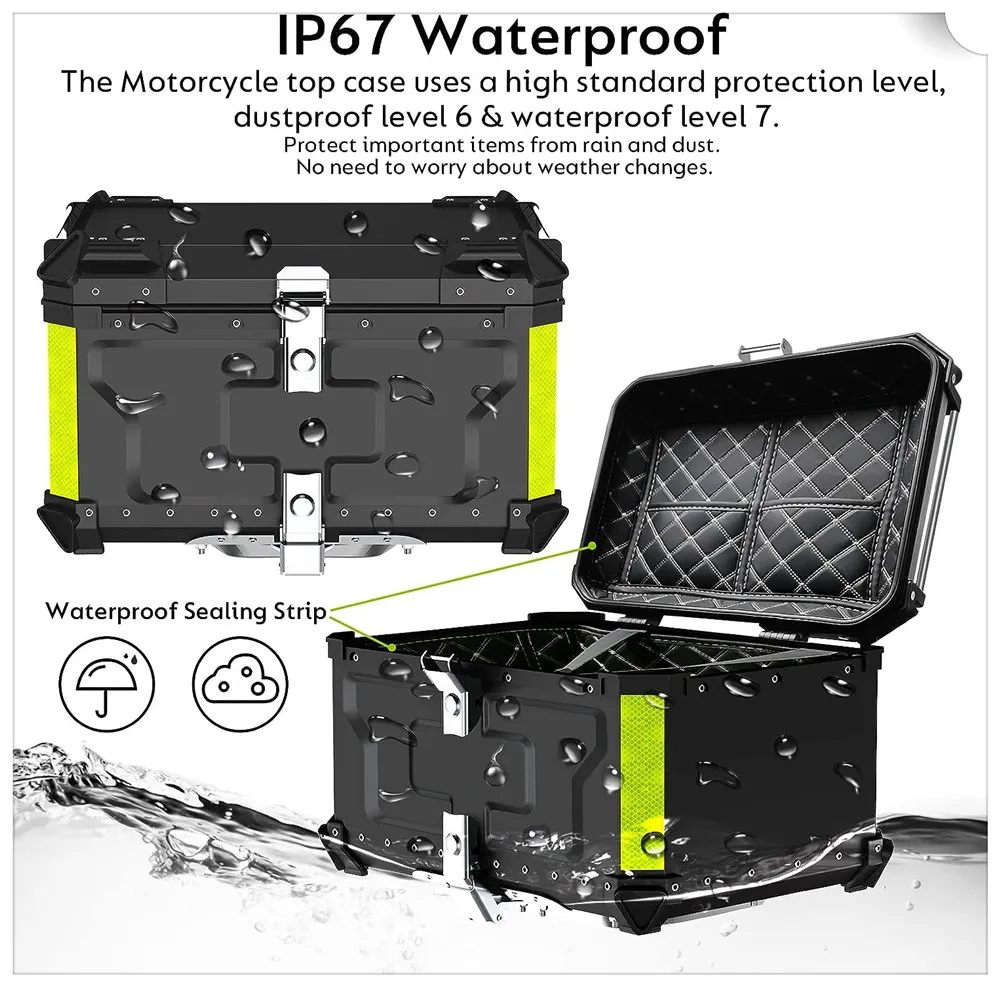 Motorcycle Top Box AKWH 65L Motorcycle Top Case - Waterproof Motorcycle ...