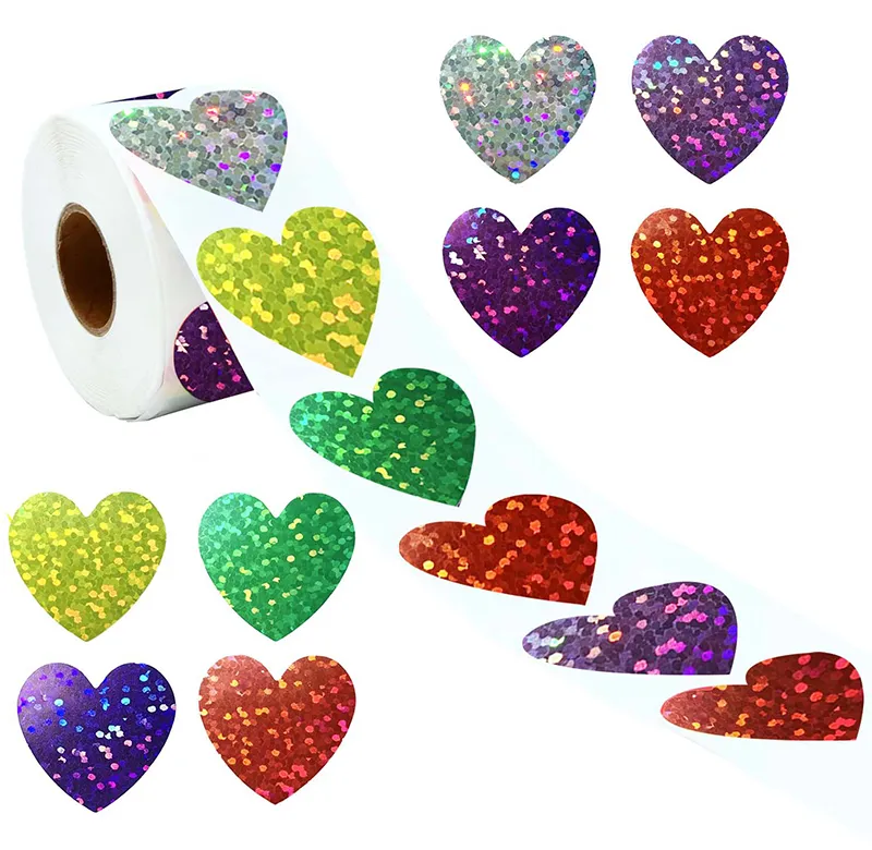 Self-Adhesive Rainbow Love Heart Stickers for Crafting, Gift Wrapping ...