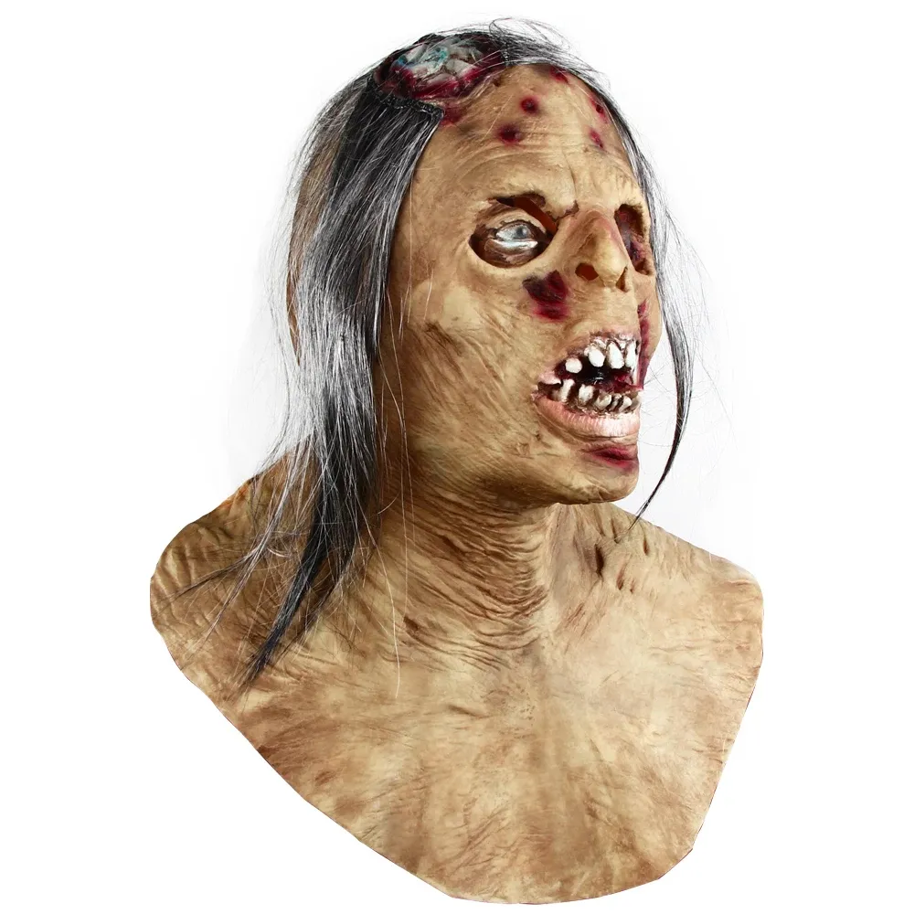 Full Face Rotting Zombie Latex Mask - Halloween Cosplay Costume Prop ...