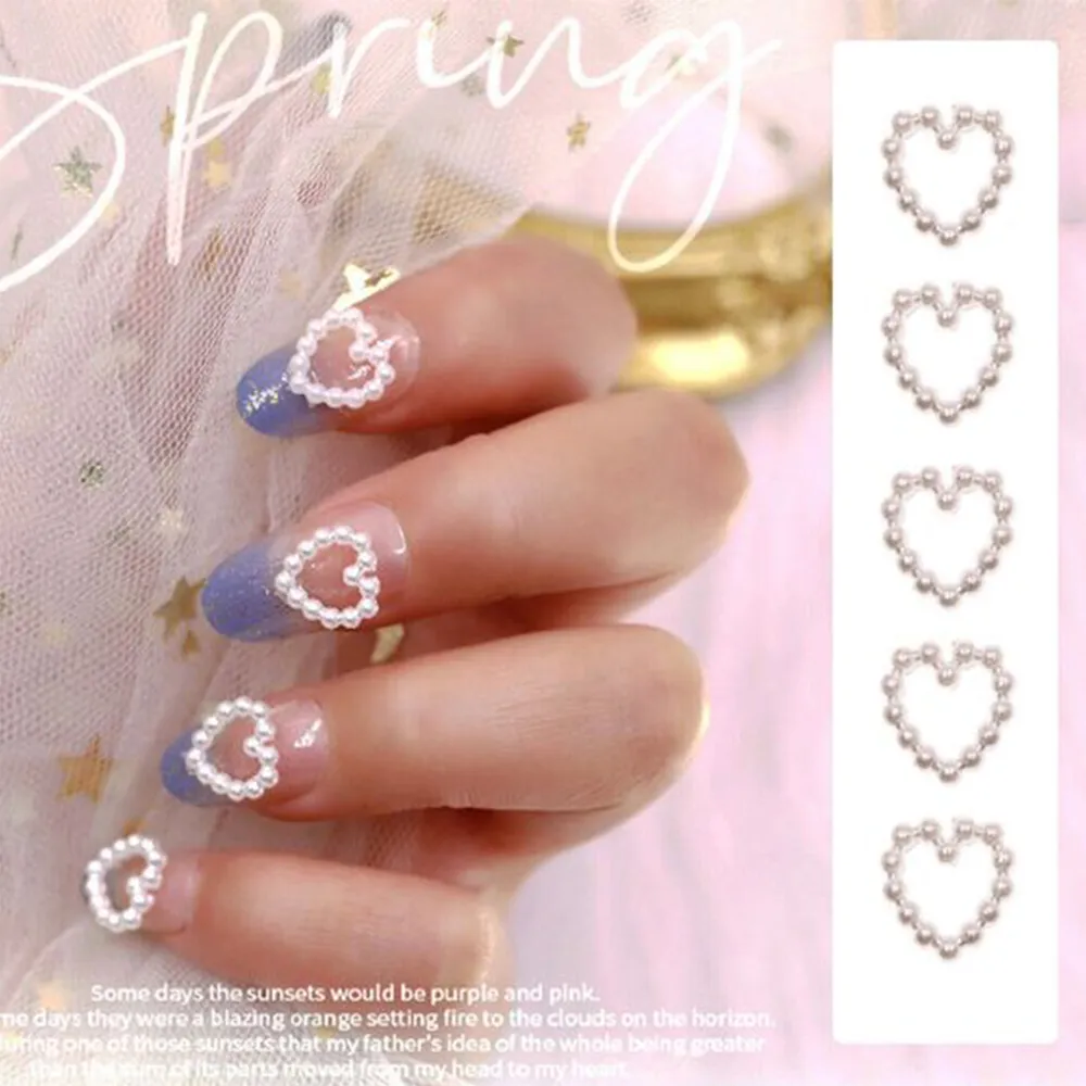 DHgate.com:Gradient Hollow Pearl Heart Nail Gems - 100Pcs 3D Jewelry ...