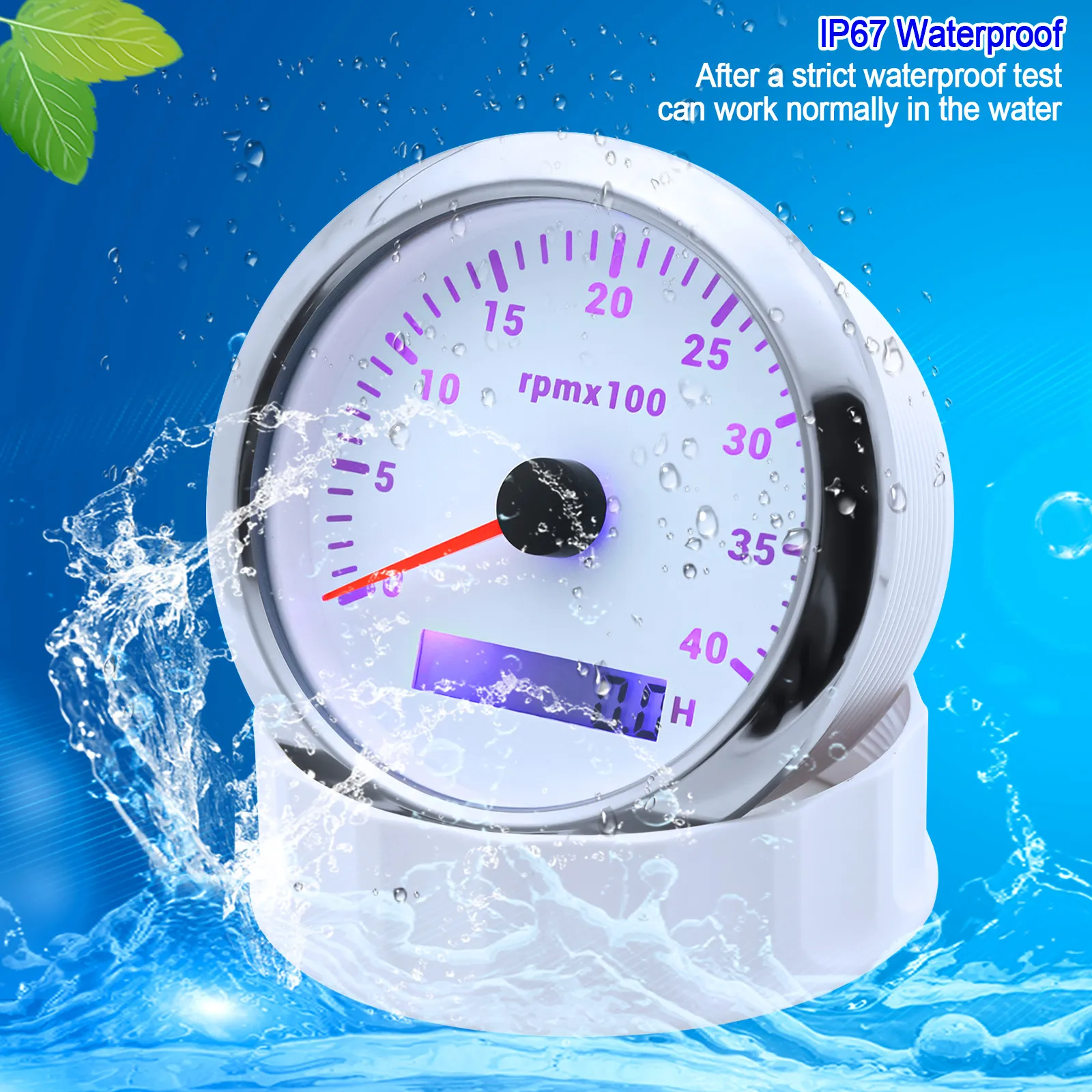 85MM Outboard Tachometers Universal 4000RPM Marine Car Boat Tachometer ...