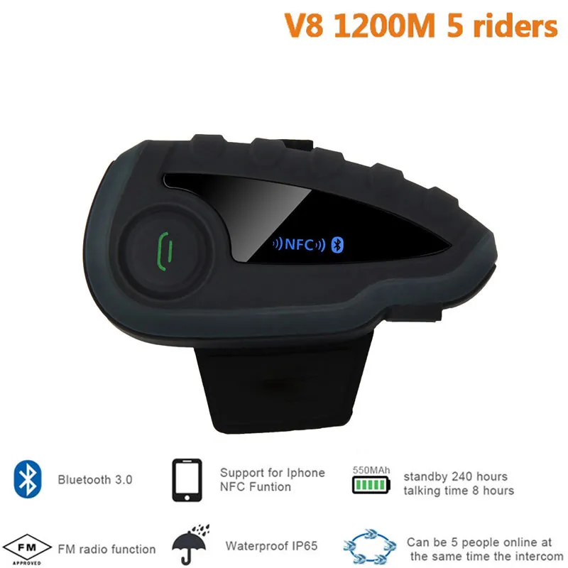 DHgate.com:V8 Motorbike Helmet Headset, 1200M Bluetooth Intercom w/o ...