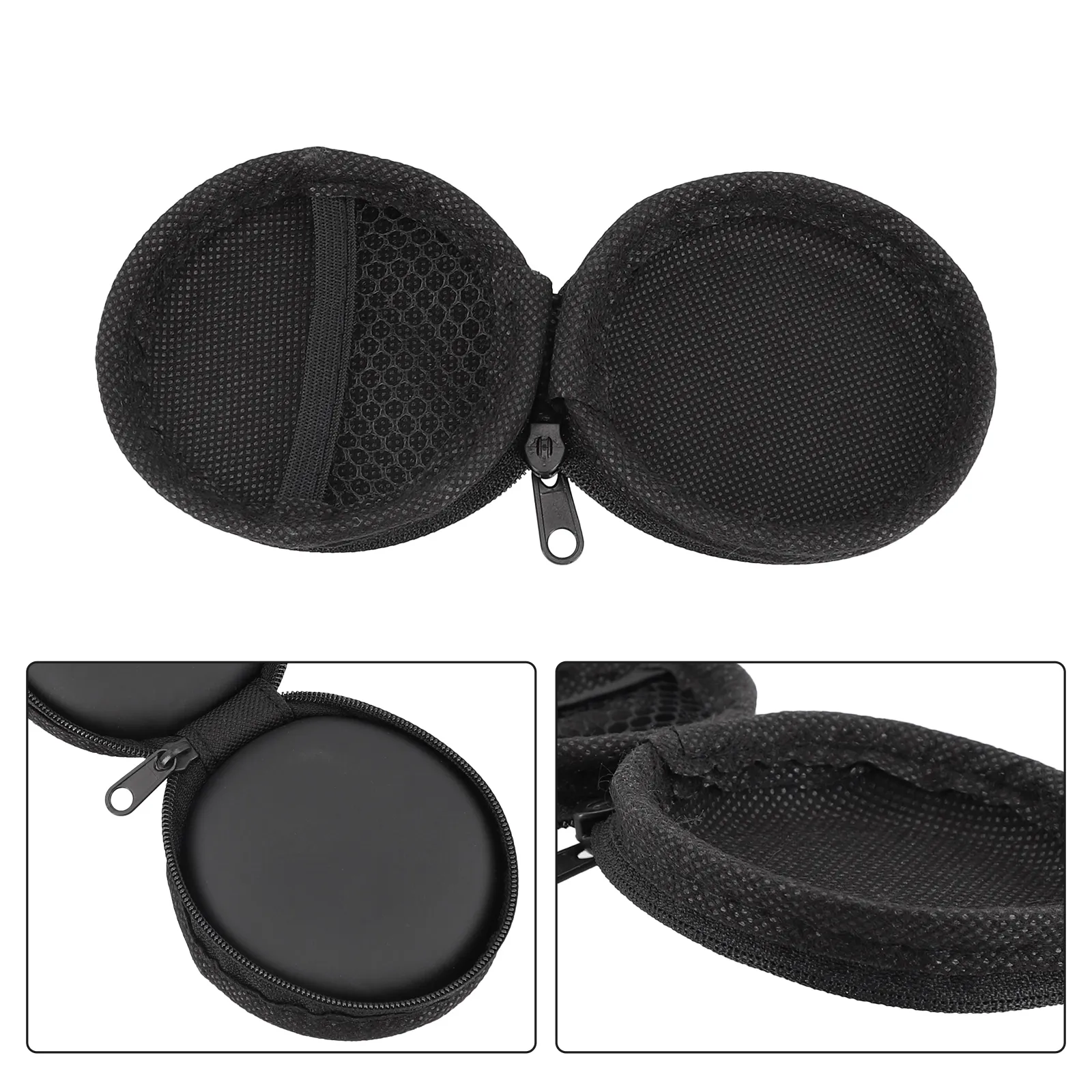 Compact PU Zippered Earphone Storage Bag for Wired Headphones and ...